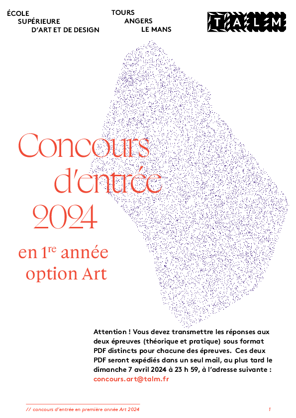 Sujet du concours 2024 – ART | École supérieure d'art et de design TALM