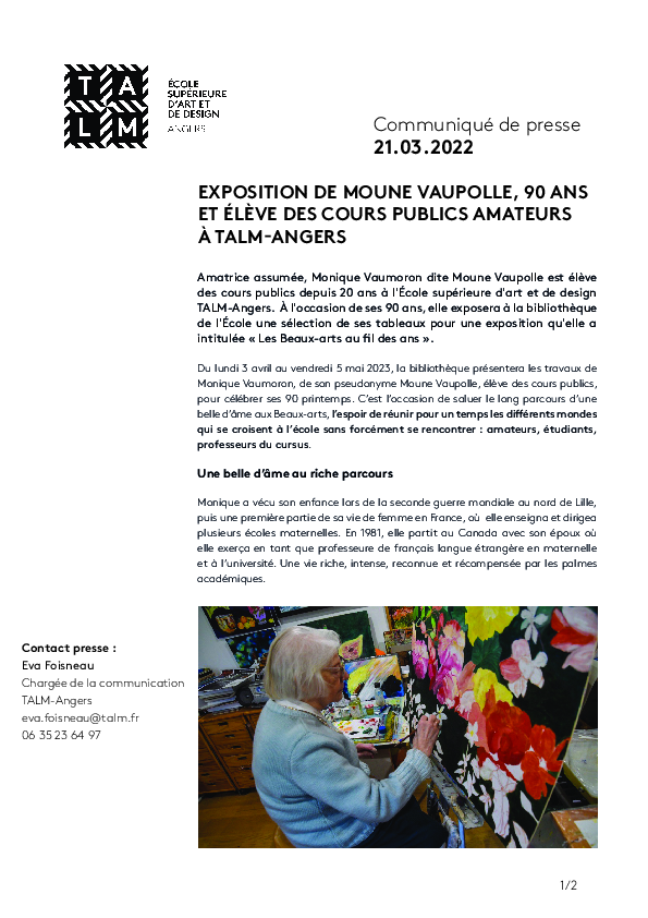 ANGERS CP exposition Monique cours public | École supérieure d'art et ...